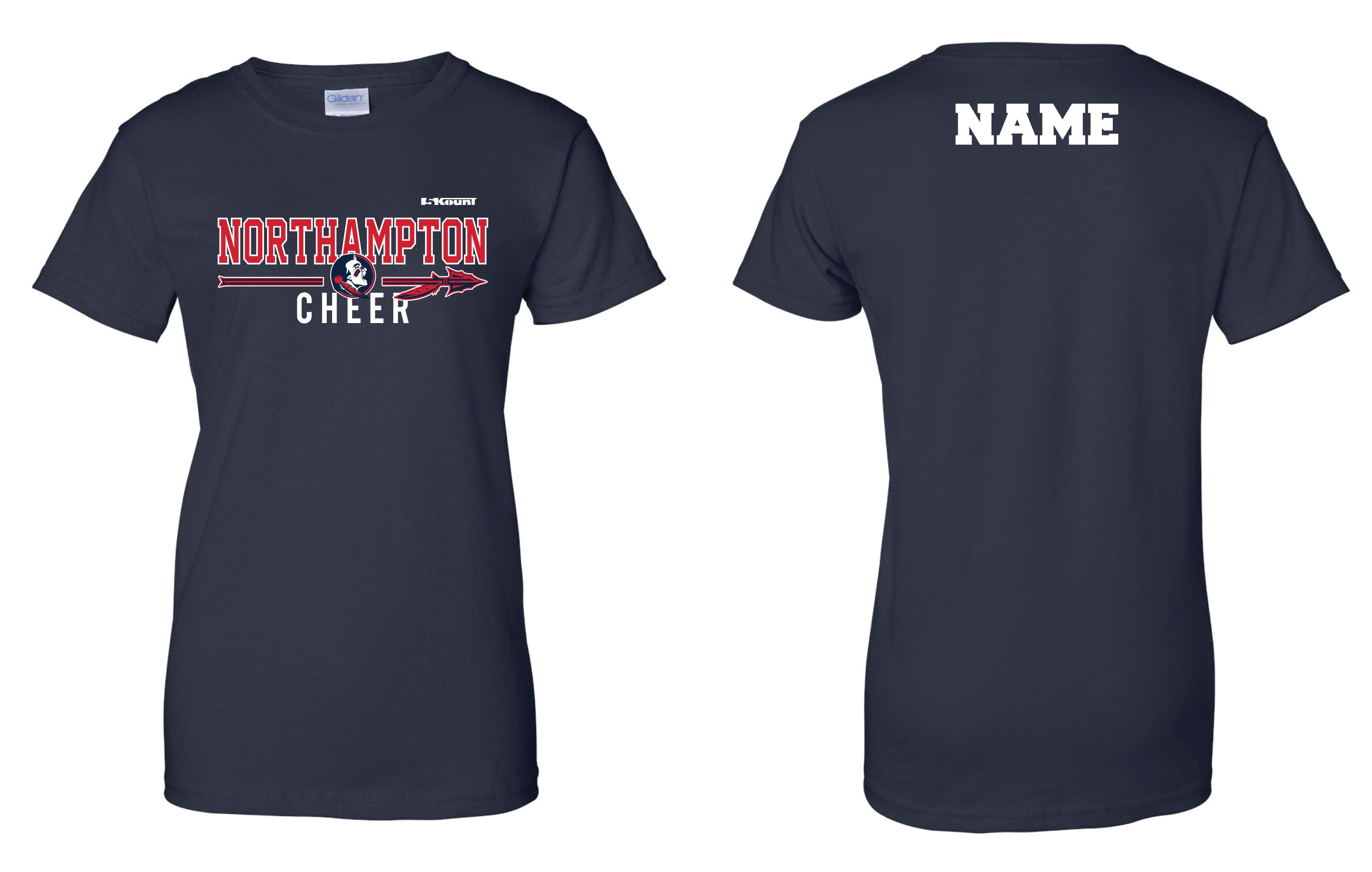Northampton Indians Cheer Cotton Women's Crew Tee - Navy – 5K Sports